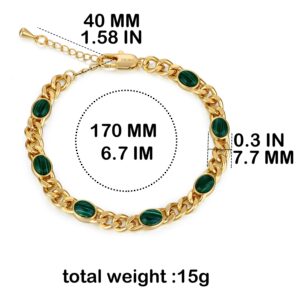 FRUMOS Dainty Layering Bracelets for Women 18 k Gold Plated Fashion Adjustable Chunky Cuban Paperclip Link Chain Bracelets Jewelry for Women Girls Gift (Colored stone knot Cuba chain)