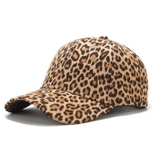 xyiyi leopard khaki original classic cotton baseball cap adjustable cheetah dad hat unconstructed plain cap