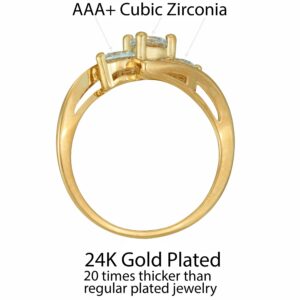 LIFETIME JEWELRY Cubic Zirconia Baguettes Ring for Women 24k Real Gold Plated (9)