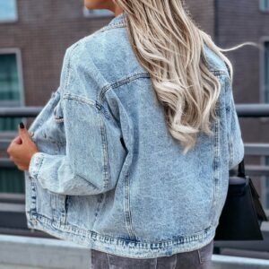 Women's Jean Jacket Rhinestone Tassel Denim Jackets Fashion Diamond Crystal Fringe Button Cropped Trucker Jackets