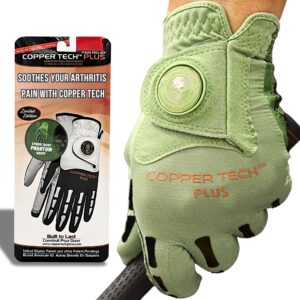 xeirpro copper tech men's golf gloves - skeleton pattern with ball marker – perfect for summer - copper infused mens golf gloves (green/black, xl, left)