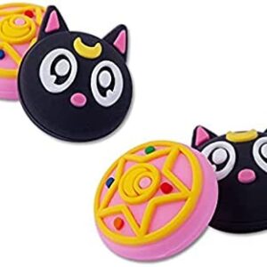 PERFECTSIGHT 4 PCS Cute Thumb Grip Caps for PS5/PS4/Xbox One (Series X, S)/NS Switch Pro Controller, Anime Magic Moon Analog Stick Grips Thumbsticks, 3D Kawaii Silicone Joystick Button Covers (Luna)