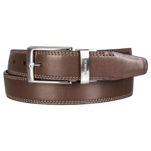 nautica men reversible leather casual and dress belts with metal buckle, double stitch-black/brown, 34"