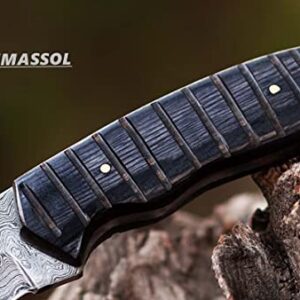 LH LIMASSOL 8 INCH Fixed Blade black Dollar Wood Custom Handmade Damascus Hunting knife/skinner knife/skinning knife with leather sheath