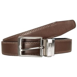 Nautica Men Reversible Leather Casual and Dress Belts with Metal Buckle, Double Stitch-Black/Brown, 34"