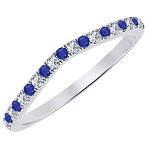 half eternity round cut created- blue sapphire & cubic zirconia 14k white gold over sterling silver wedding curved band ring women's promise ring for women's