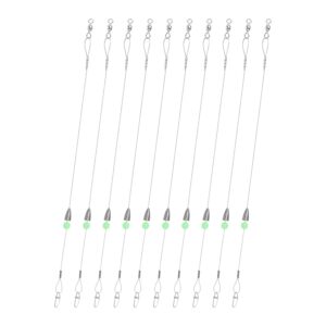 zasie carolina rigs for fishing- steel fishing leaders with weights, pre rigged carolina rigs with fishing weight 1/6 oz, 10 pcs