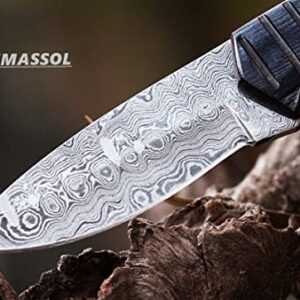 LH LIMASSOL 8 INCH Fixed Blade black Dollar Wood Custom Handmade Damascus Hunting knife/skinner knife/skinning knife with leather sheath