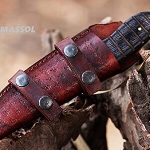 LH LIMASSOL 8 INCH Fixed Blade black Dollar Wood Custom Handmade Damascus Hunting knife/skinner knife/skinning knife with leather sheath