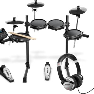 Alesis Drums Turbo Mesh Kit and Numark HF125 – Electric Drum Set With 100+ Sounds, Mesh Drum Pads, Headphones, Drum Sticks and Drum Lessons