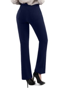 hiverlay women's bootcut dress pants pull on stretchy work slacks for business office 5 pockets 29" navy 2x-large