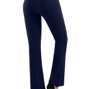 Hiverlay Women's Bootcut Dress Pants Pull On Stretchy Work Slacks for Business Office 5 Pockets 29" Navy 2X-Large