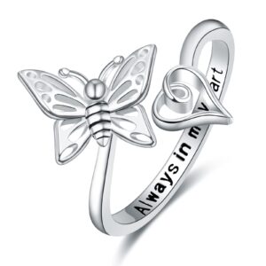 palpitate butterfly rings for women butterfly rings always in my heart sterling silver rings for women butterfly jewelry gifts