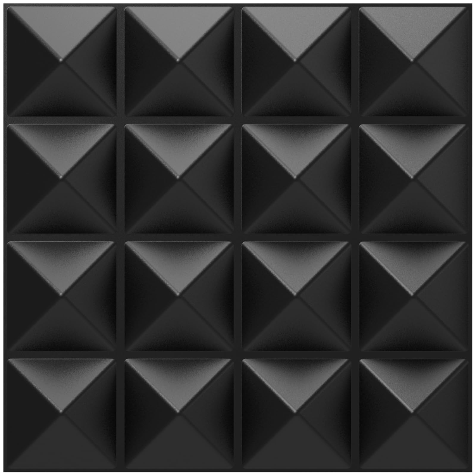 TroyStudio Acoustic Sound Diffuser Panels, 12 X 12 X 1 inches 8 Pcs PVC Plastic Wall Panel, Recording Studio Acoustical Treatments Diffusion Panel, 3D Art Decorative Ceiling Tiles (Pyramid, Black)