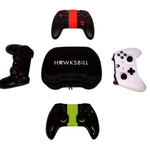 Hawksbill Travel Controller Case Compatible with Switch Pro Controller, PS5 Controller & Xbox Controller - Portable and Compact Hard Shell Carrying Case (Black & White)