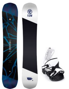 flow burst men's wide snowboard package flow white alpha bindings - 156 wide (large (7.5-10.5))