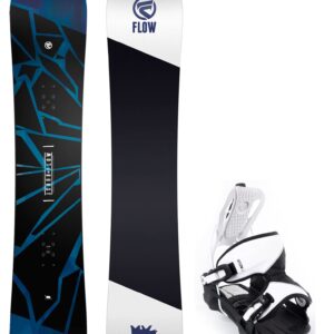 FLOW Burst Men's Wide Snowboard Package Flow White Alpha Bindings - 156 Wide (Large (7.5-10.5))