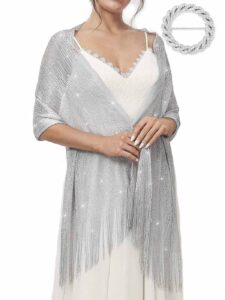 easedaily women's shawls and wraps for evening dresses sparkling wedding scarf fringe bridal capelet for bride and bridesmaid