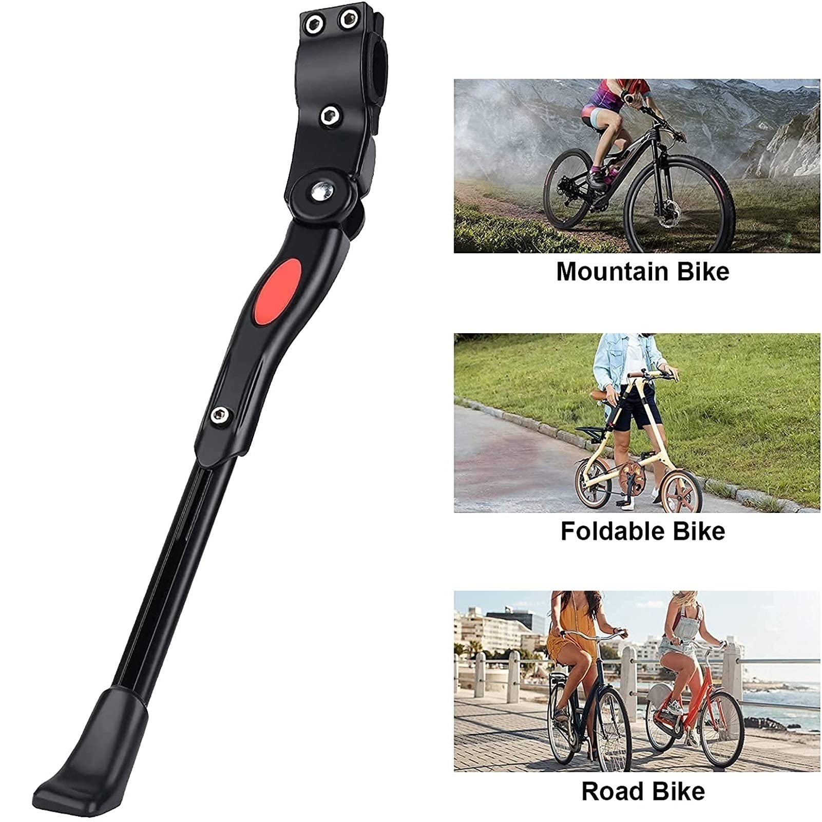 MXDJ 2Pcs Bike Kickstand, Adjustable Bike Stand, Universal Aluminum Alloy Bike Side Kickstand Heavy Duty Bicycle Stand Support for Mountain Bike, Road Bike, Kids Bike, Folding Bike