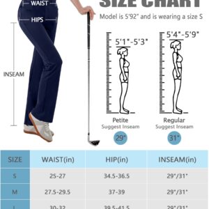 Hiverlay Women's Bootcut Dress Pants Pull On Stretchy Work Slacks for Business Office 5 Pockets 29" Navy 2X-Large