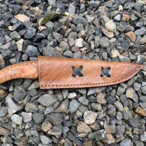 NUSHBA 014 handmade Damascus Steel Hunting Skinner knife with Cow Brown Leather Sheath Fixed blade knives for men