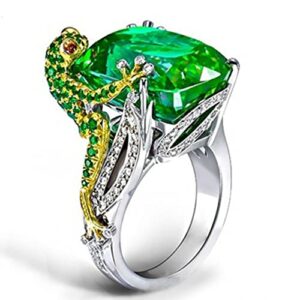 wdiyieetn 925 sterling silver emerald frog ring women jewelry cz crystal diamond wedding engagement ring (7)