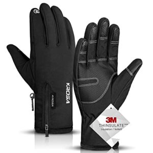 krosa -10℉ winter gloves men women, 10 touchscreen fingers snow ski gloves, waterproof cold weather gloves