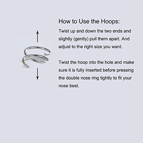 Goenjoy Double Nose Hoop Ring for Single Piercing Nose Hoop, Silver Spiral Nose Hoop For women, Nostril Piercing Jewelry