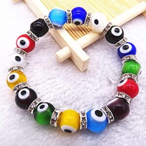 Pingyongchang Evil Eye Bracelet Charm Beaded Crystal Bracelets Jewelry Boho Protection Stretch Bracelets for Women Womens Strand Jewelry GREEN