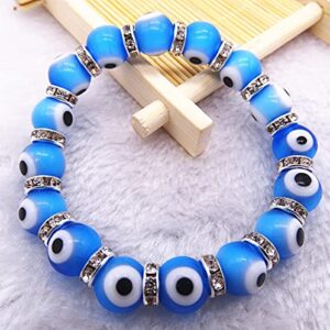 Pingyongchang Evil Eye Bracelet Charm Beaded Crystal Bracelets Jewelry Boho Protection Stretch Bracelets for Women Womens Strand Jewelry GREEN