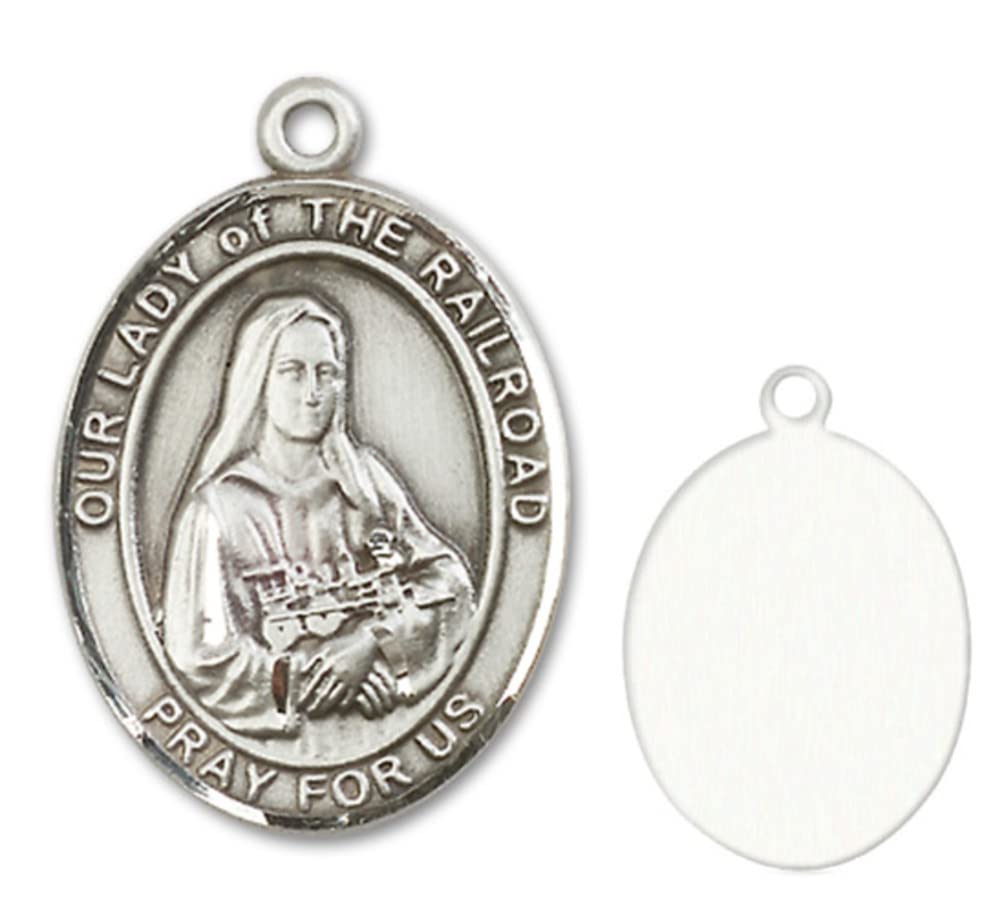 Bonyak Jewelry Sterling Silver Our Lady of The Railroad Pendant, Size 1 x 3/4 inches - Catholic Inspirations