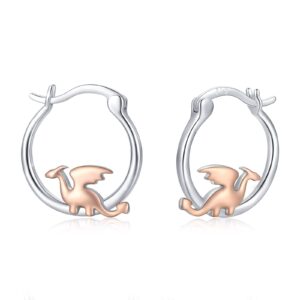 hypoallergenic dragon earrings 925 sterling silver small animal huggie hoop earrings for sensitive ears dragon jewelry gifts for women