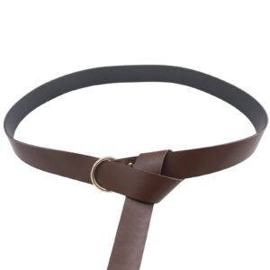 myayd knight belt pu leather medieval renaissance accessories girdle viking belt waistband 190cm for men women (brown)