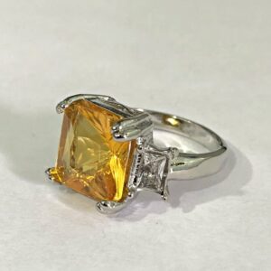 WDIYIEETN Luxury Women 925 Sterling Silver Huge Citrine Princess Cut Crystal Diamond Ring Wedding Jewelry Gift (10)