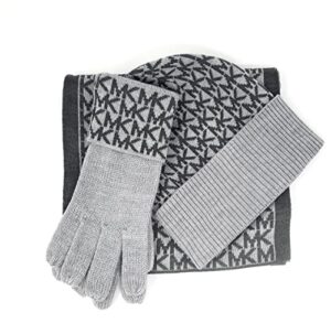 michael kors women's logo scarf, hat, glove set, grey