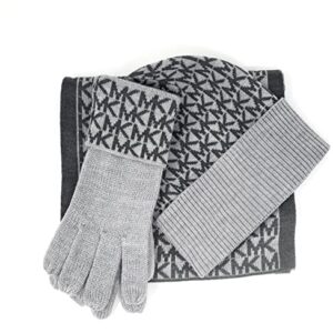 Michael Kors Women's Logo Scarf, Hat, Glove Set, Grey