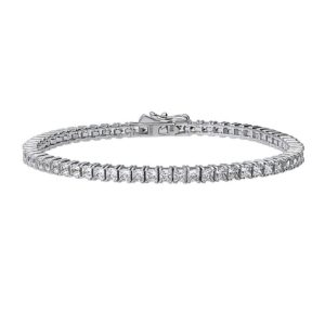 berricle sterling silver princess cut cubic zirconia cz fashion tennis bracelet for women, rhodium plated 6.5"