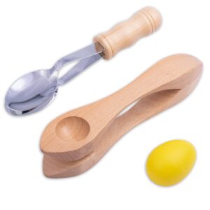 musical spoons folk percussion instrument - natural wood musical spoons and traditional steel spoons with wooden handle for beginners easy play irish folk music sound