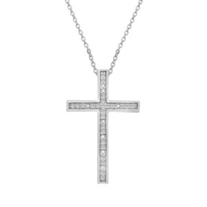 timeless love 1/10 ct diamond cross pendant set in sterling silver, necklace with 18" cable spring ring closure, dainty jewelry for women, luxury fashion pendant necklaces for women