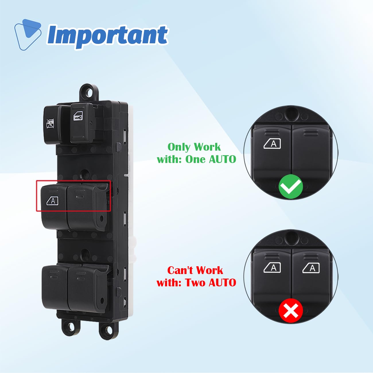 AiYiGu Power Window Control Switch Master Door Lock Button Driver Side Compatible with Nissan Pathfinder 2005-2008, Nissan Sentra 2008-2012, Replaces OEM 25401-ZJ60A 25401-ZP40B 25401ZP40B 25401-9W100