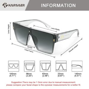 Karsaer Chic Oversized Square Women Men One Piece Sunglasses Fashion Flat Top Large Unisex Sunglasses Women Men K7110