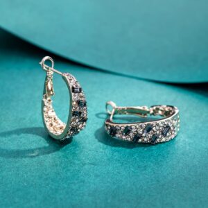 Qlady Crystal Hoop Earrings For Women Bright Silver Plated Oval Inside Out Earring,Sparkly Earring Jewelry