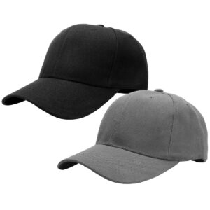 falari baseball cap adjustable size for running workouts and outdoor activities all seasons (2pk black & dark gray)