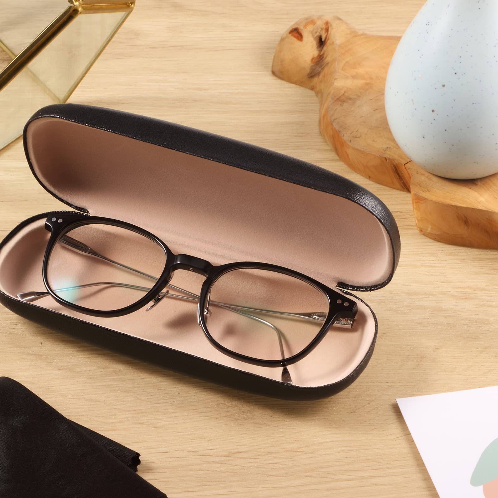 Flutesan 10 Pieces Hard Shell Eyeglass Case Eyeglass Pocket Sunglasses Case Eyeglass Case with Eyeglass Cloth for Men Women