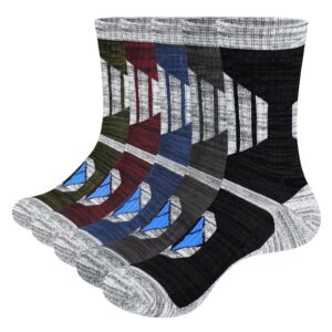 yuedge mens work boot socks moisture wicking men's socks cushioned casual athletic socks thick cotton socks for men size 9-12, multicolor, 5 pairs