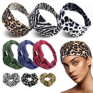 headbands for women elastic bohu hair bands twist knotted turban vintage headband girls headwraps for yoga workout 9 pack