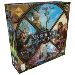 aeg: mystic vale: essential edition - base game and expansions, complete set, card-crafting, deck building, 2-4 players, ages 14+, 45 min play time