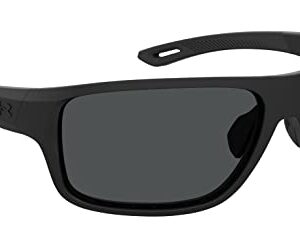 Under Armour mens Ua Battle Sunglasses, Matte Black/Gray, 65mm 16mm US