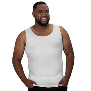 qore logiq men's gynecomastia compression shirt, white tank top body shaper, slimming undershirt, sleeveless xl