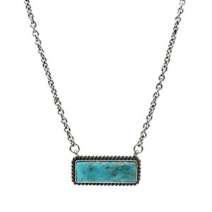 elosee turquoise stone bar shape pendant chain necklace 18 inch (turquoise)